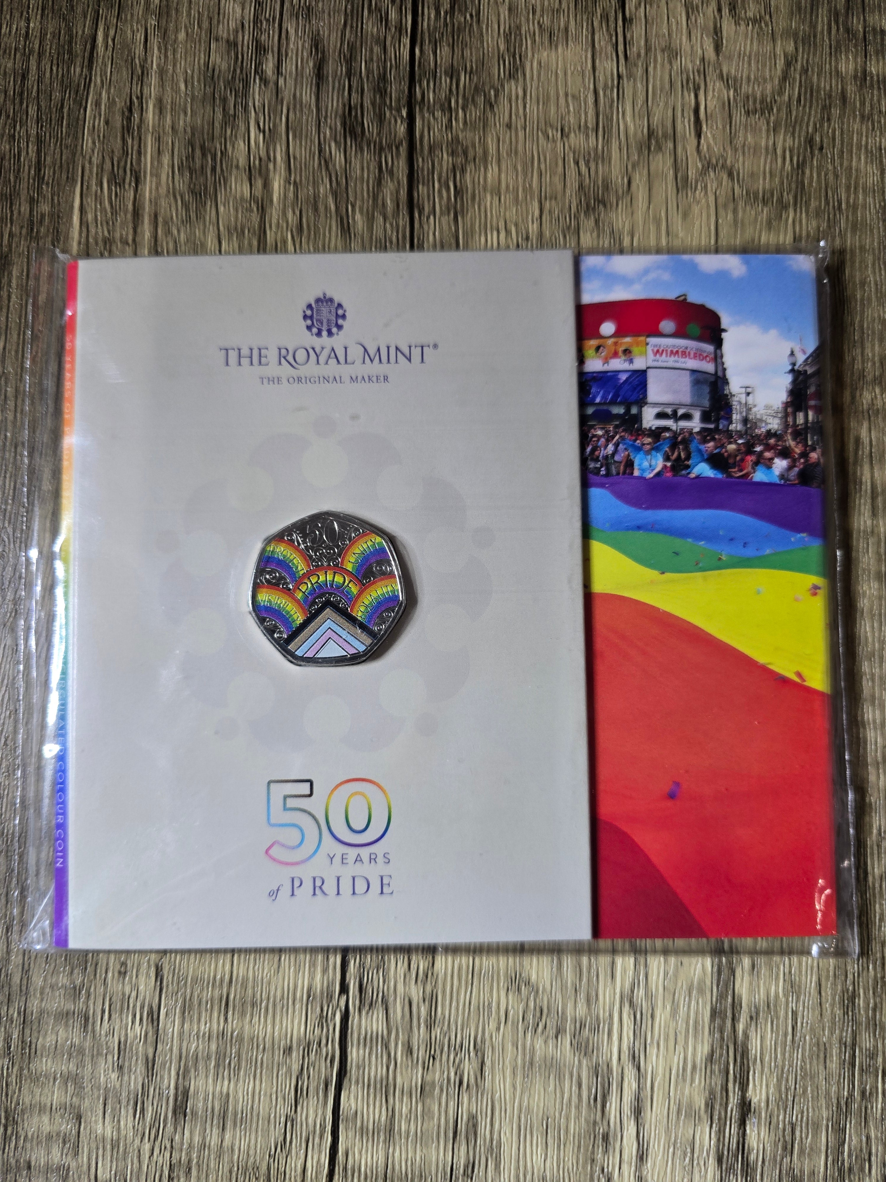 UK Royal Mint Pride Coloured 50p (display pack) – Fenix Collectables